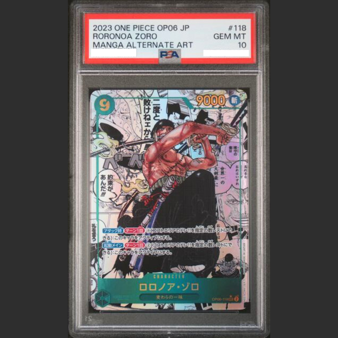 PSA 10 - One Piece JAP - OP06 - #118 RORONOA ZORO - MANGA ALTERNATE AR ...